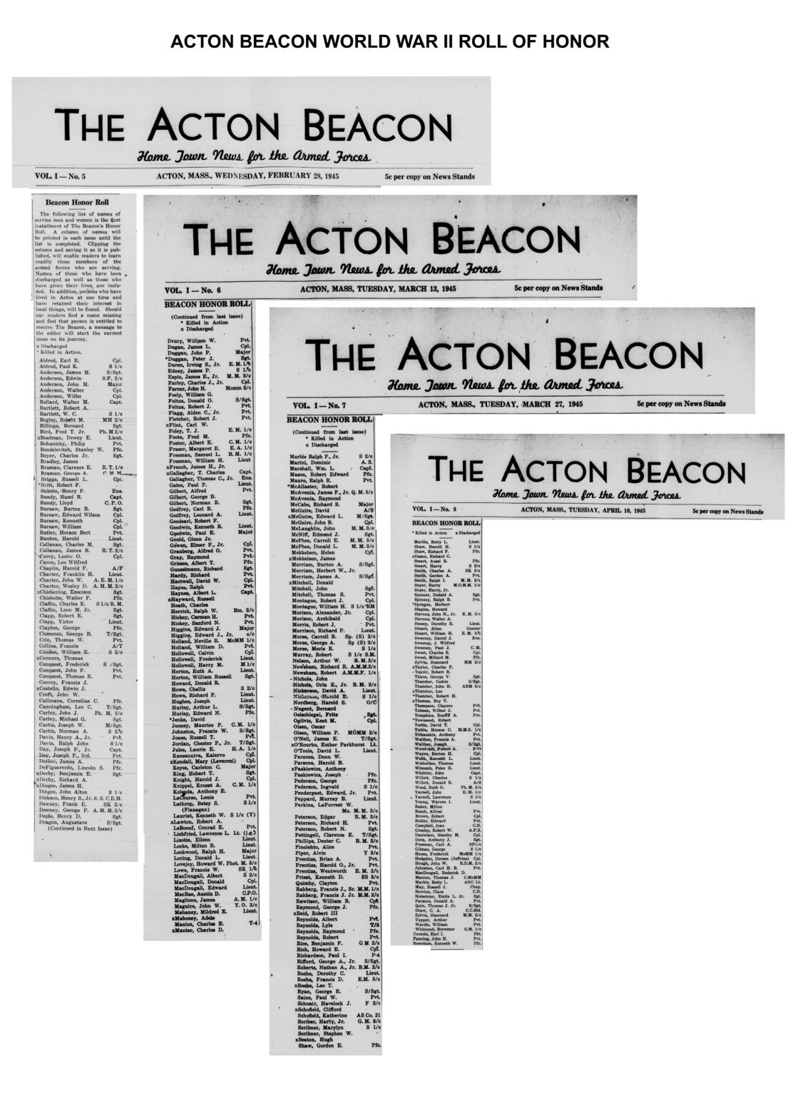 World War II Roll of Honor and In Memoriam - Acton Memorial Library